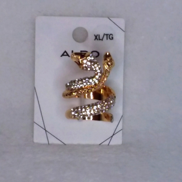 Aldo | Jewelry | Two Entangled Snakes Ring Gold Tone Clear Crystals ...